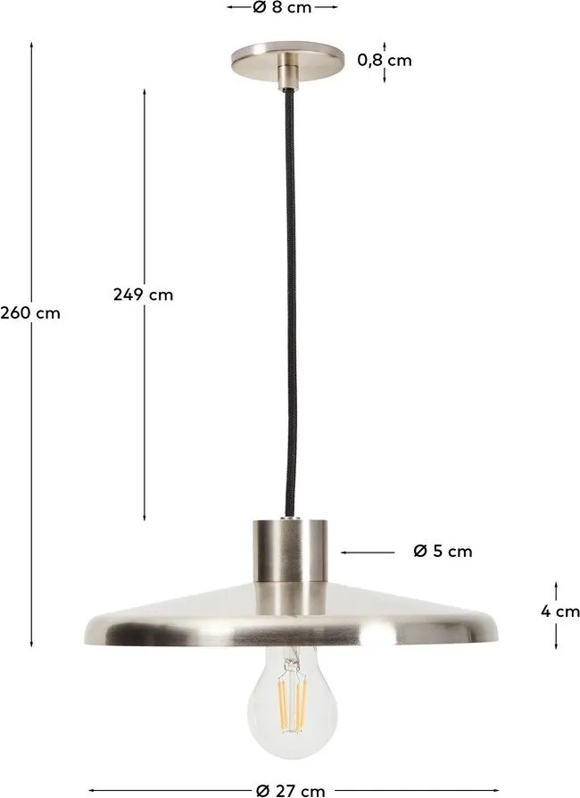 Závěsné svítidlo ve stříbrné barvě s kovovým stínidlem Nuvira – Kave Home