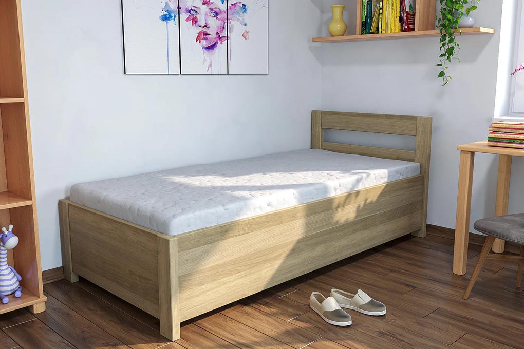 Dubová postel Tina s úložným prostorem