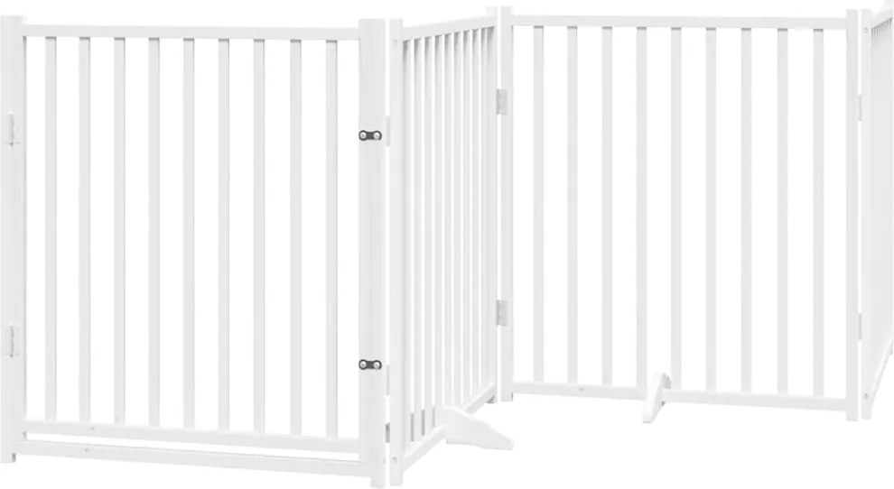 Zábrana pro psy s dvířky skládací 6 panelů bílá 480 cm topol 3155733