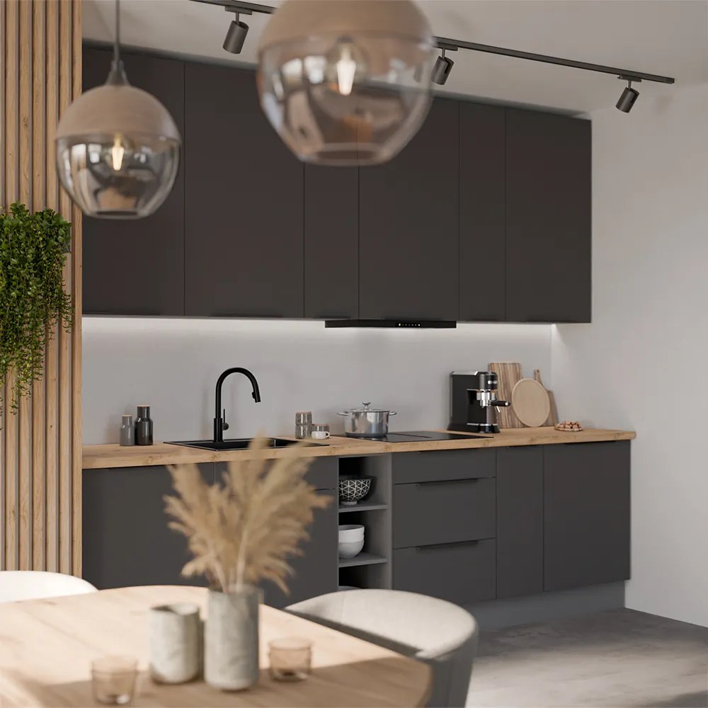 ARIA pi | horní skříňka 80 G-108 2F policová | 80 cm | EXTRA VYSOKÁ | ANTI FINGERPRINT povrch | antracit/šedá grafit