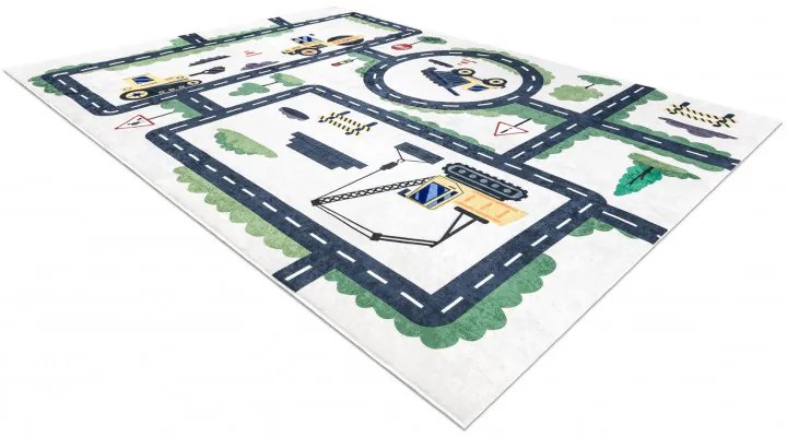 Dywany Łuszczów, Dětský kusový koberec Bambino 2223 Streets cars cream, 160x220, béžová, dětský pokoj