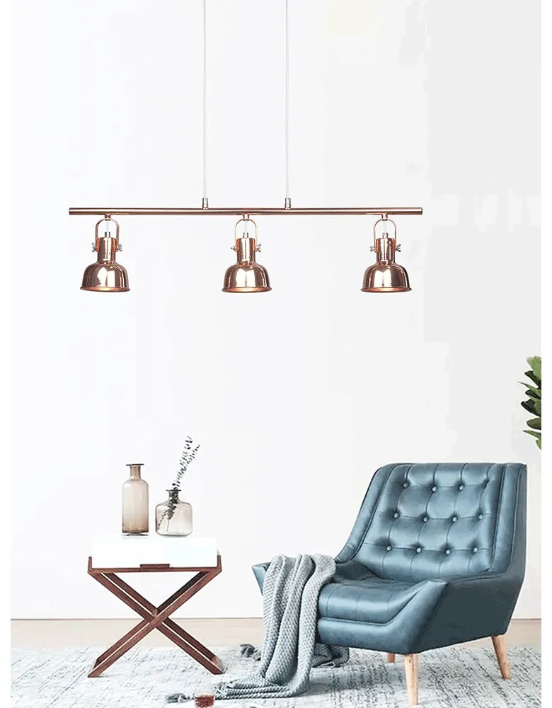 Kondela Visící lampa v retro stylu, kov, rose gold, AVIER TYP 4