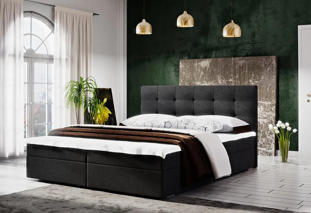 Čalouněná postel FADO 2 + rošt + matrace + topper, 140x200, Cosmic 100