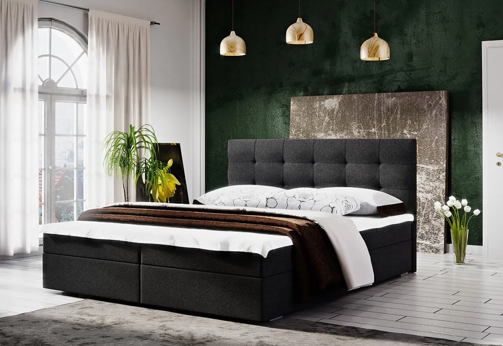 Čalouněná postel FADO 2 + rošt + matrace + topper, 180x200, cosmic16