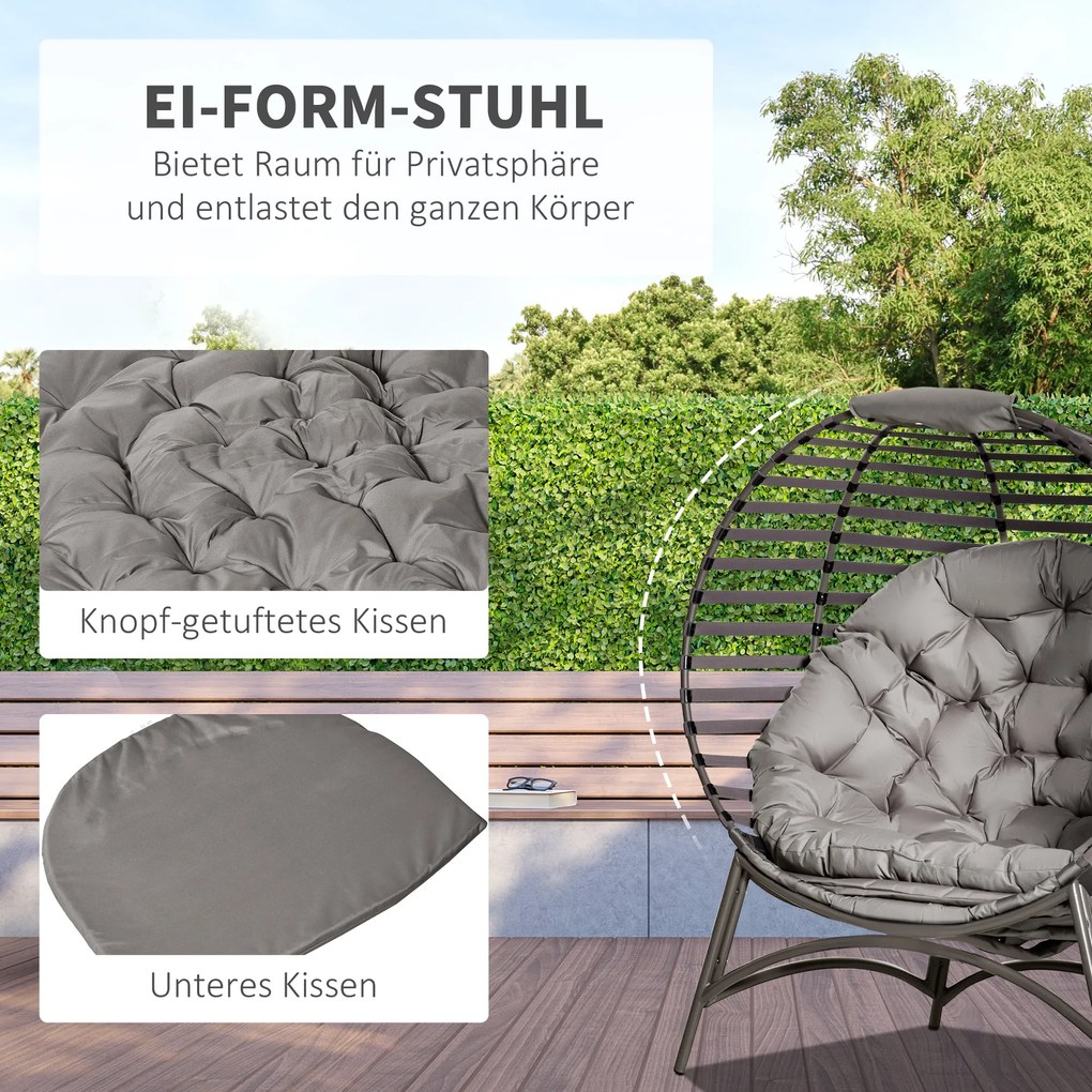 Outsunny papasan zahradní židle 2 koše polštáře oválné lounge křeslo skládací balkon terasa písek hnědá ocel 118x75x139cm | Aosom