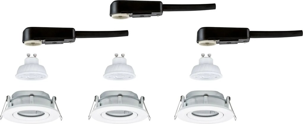 P 92416 LED vestavné svítidlo Nova Plus GU10 Flat IP65 93mm 3x4,9W 230V stmívatelné 2700K bílá mat - PAULMANN