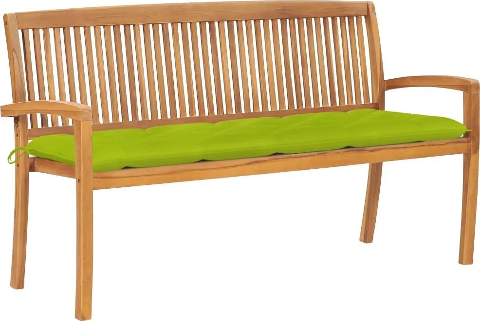 vidaXL Stohovatelná zahradní lavice s poduškou 159 cm masivní teak [3063323] Barva: krémová