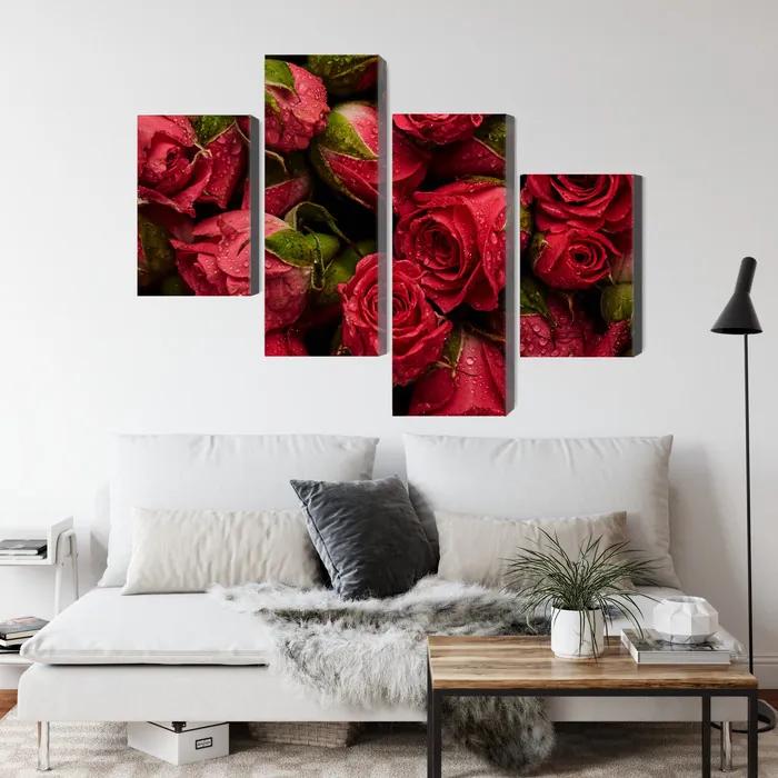 Vícedílný obraz Růže S Kapkami Vody Nedostatek Nedostatek Plátno Canvas 160x100