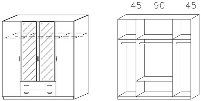 Šatní skříň se zrcadlem Case, 181 cm, dub artisan