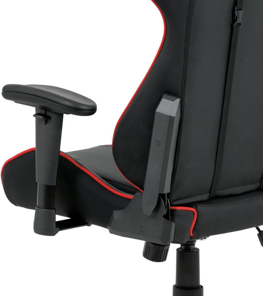 Kancelářská židle houpací mech., + koženka, plast. kříž – opěrák 90°–180° červená