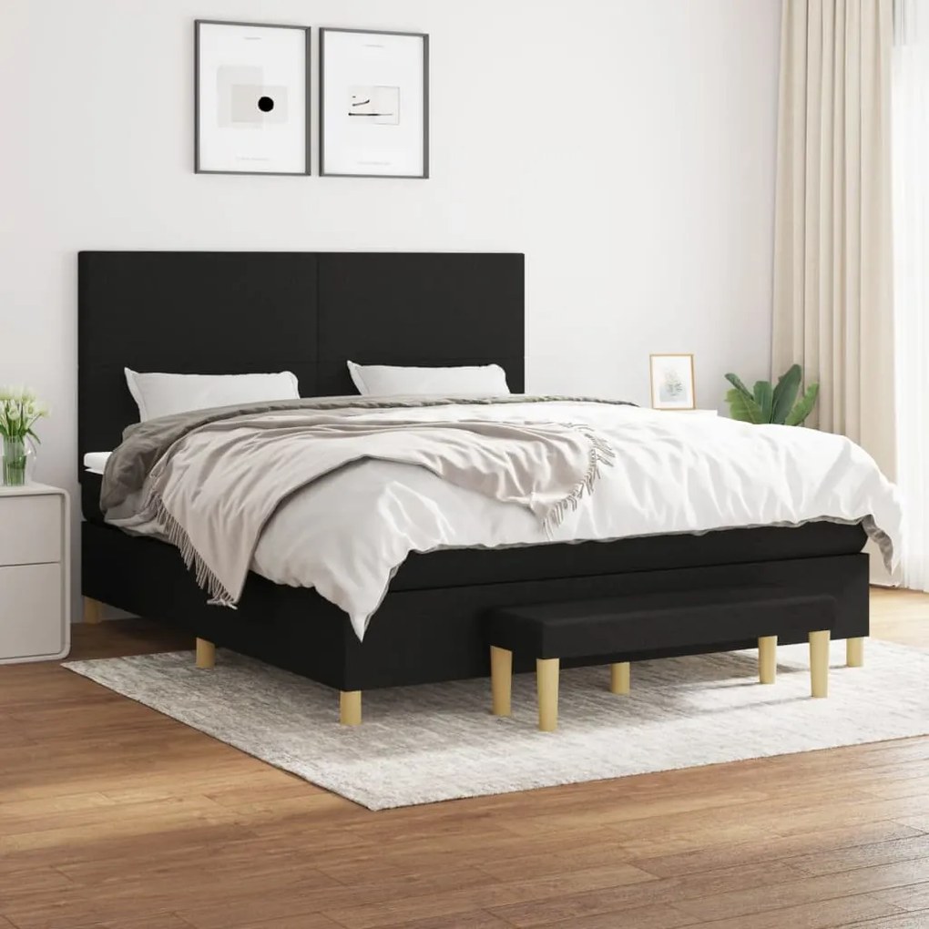 Box spring postel s matrací černá 160x200 cm textil 3137007