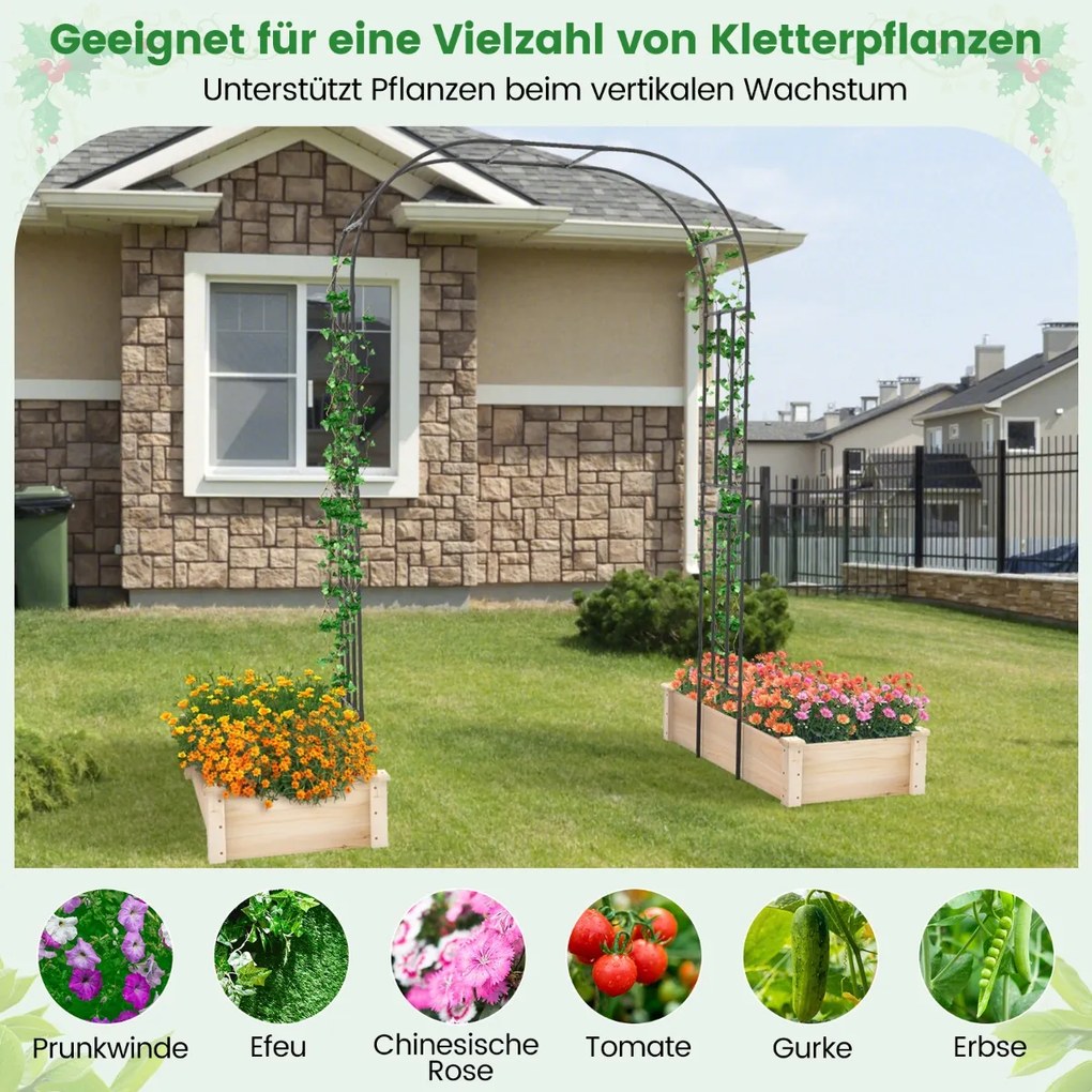 Costway Metal Rose Arch Trellis pro popínavé rostliny Vinný oblouk Velký
