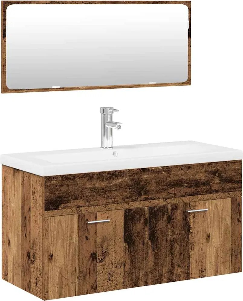 3dílná koupelnová sestava old wood kompozitní dřevo 3328911