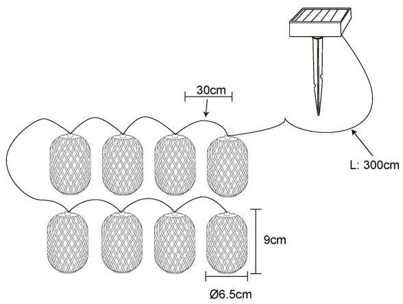 Globo 36129-8 - LED Solární řetěz LED/0,06W/3V 650 cm IP44