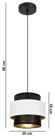 Lustr na lanku NESS 1xE27/60W/230V černá/bílá