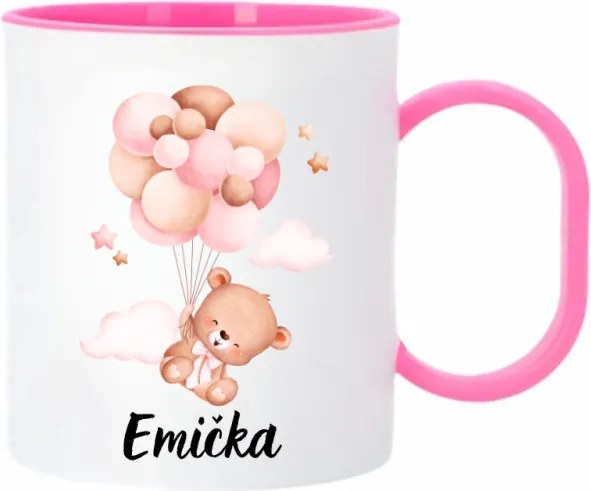Plastový hrníček Medvídek s balónky