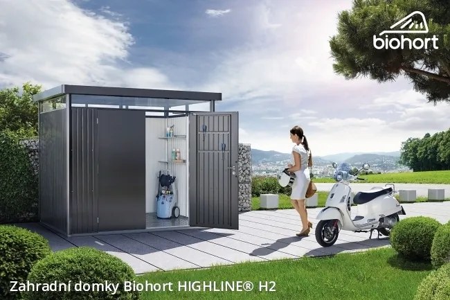 Biohort Zahradní domek HIGHLINE® H2-2K Barva: tmavě šedá metalíza