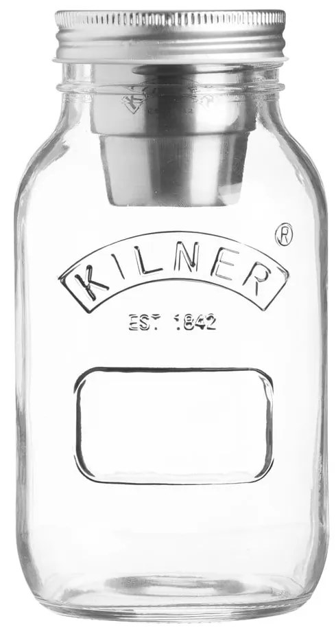 Cestovní skleněná sklenice na svačinu s miskou na dresign Kilner, 1 l