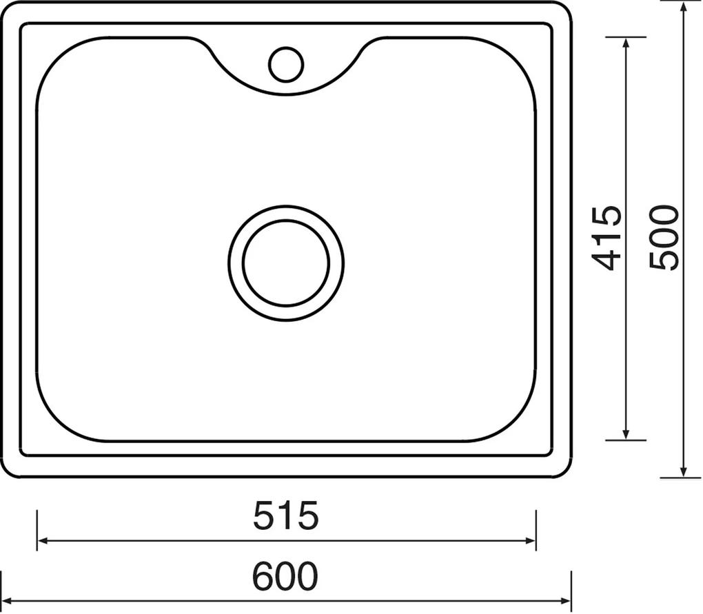 Nerezový dřez Sinks BIGGER 600 V 0,8mm matný
