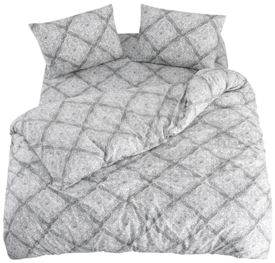 Šedé povlečení na dvoulůžko/prodloužené s prostěradlem/4dílné 200x220 cm Geometric – Mila Home