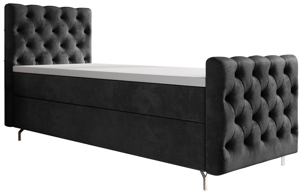 Jednolůžková postel 90 cm Clinton Bonell (černá) (s roštem, bez úl. prostoru). 1082146