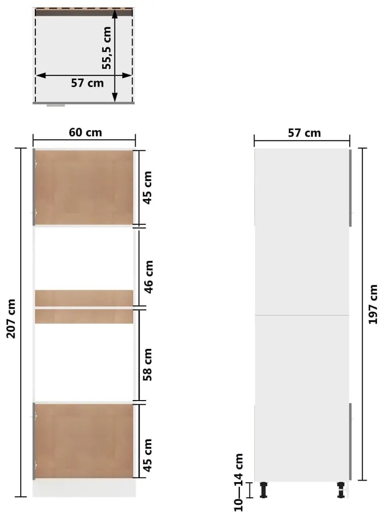 vidaXL Marketos Mikrovlnná skříňka "Lyon" bílá 60 x 57 x 207 cm, dřevo