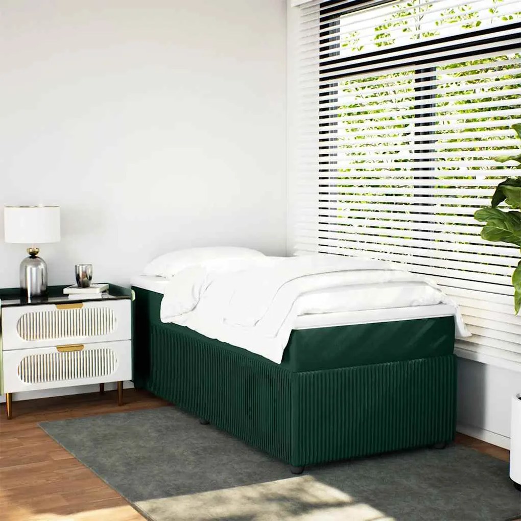 Box spring postel s matrací tmavě zelená 90x190 cm samet 3285611