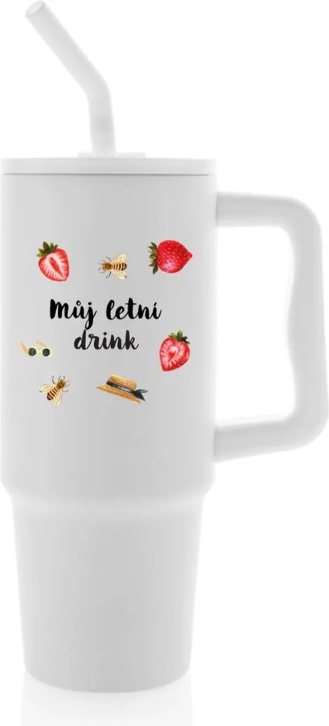 Personalizovaná nerezová termoska s barevným víčkem s letním mixem