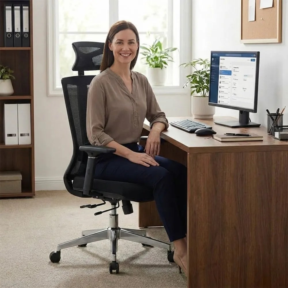 Kancelářská ergonomická židle Neoseat SABRINA — síť / látka, černá, nosnost 150 kg