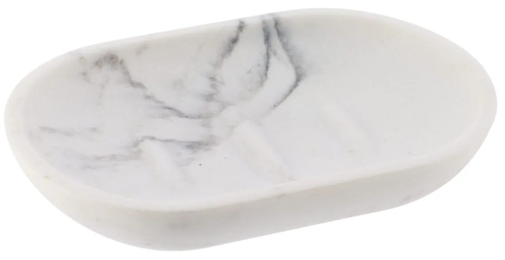 Sada koupelnových doplňků Everist Marble, bílá/s černými prvky