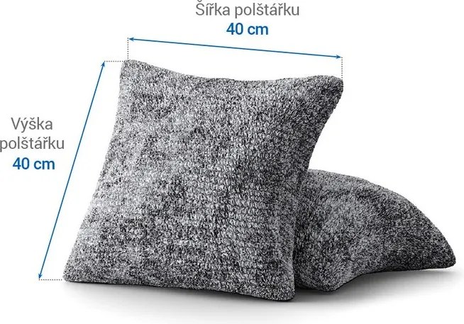 Bielastické potahy MARMO šedé povlaky na polštářky 2 ks ( 40 x 40 cm)