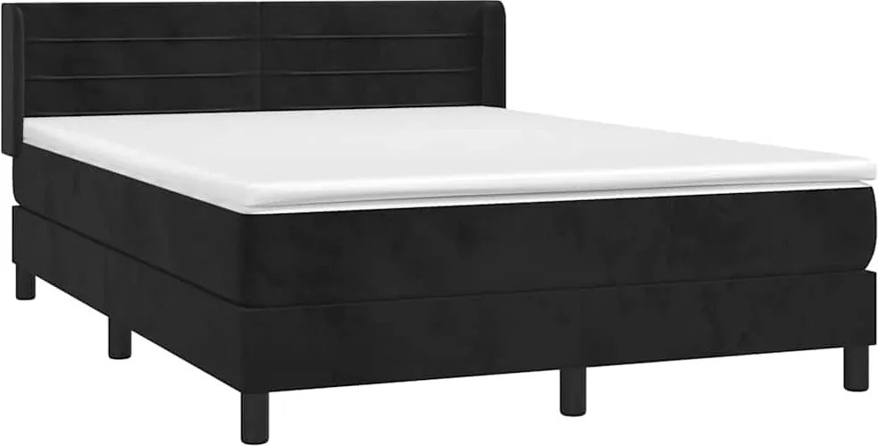 Box spring postel s matrací černá 140x200 cm samet 3131023