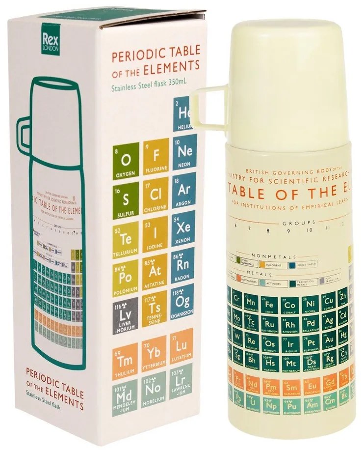 Krémová dětská termoska 350 ml Periodic Table – Rex London