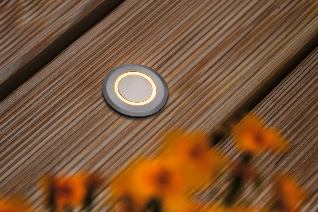P 94727 LED zemní svítidlo zlaté světlo neláká hmyz IP67 kruhové 50mm 2200K 2,2W 230V hliník umělá hmota/kov - PAULMANN