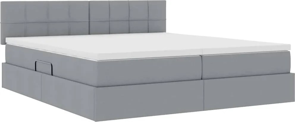 Postel s úložným prostorem Světle šedá 200 x 200 cm Umělá kůže 3370931