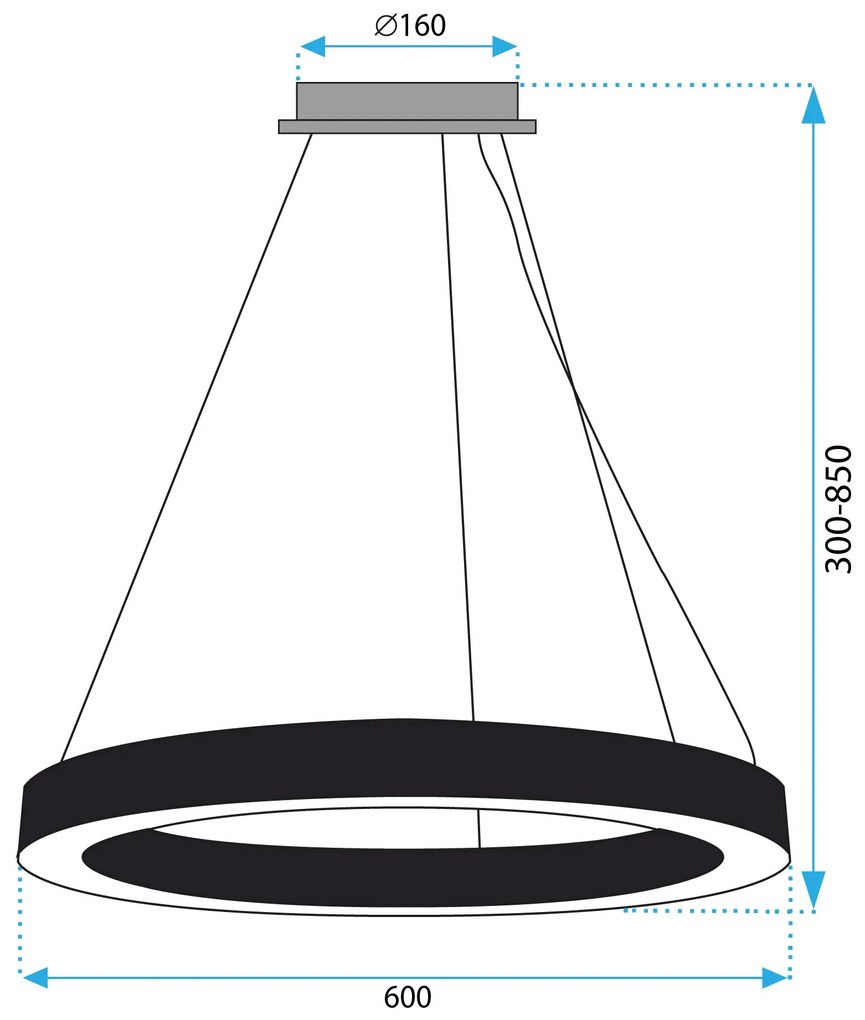 Toolight Toolight, LED stropní svítidlo 60cm, 27W, APP1282-1CP, černá, OSW-00940