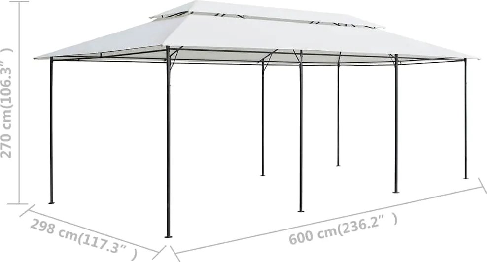 Zahradní altán 600 x 298 x 270 cm bílý 180 g/m² 310072