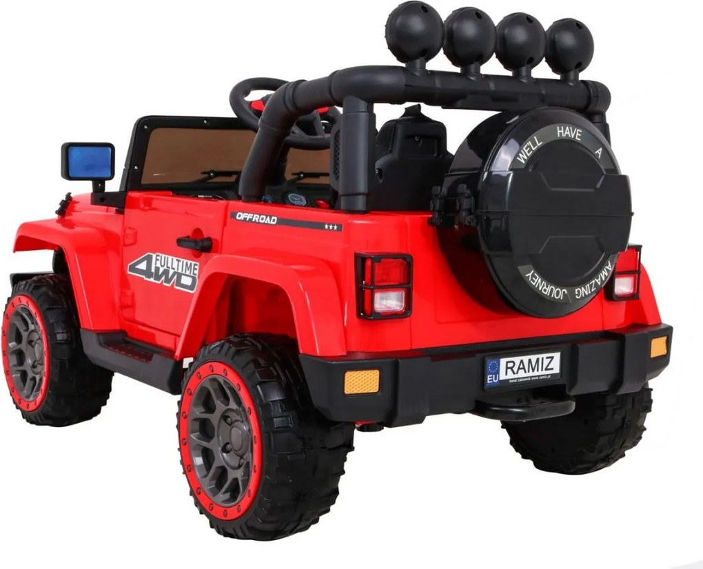 Ramiz Dětské terénní auto Full Time 4WD červené na dálkové ovládání + pohon 4x4 + LED audio + úložný prostor