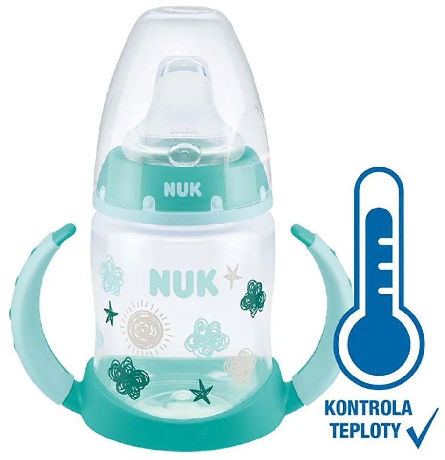 Kojenecká láhev na učení NUK s kontrolou teploty 150 ml zelená