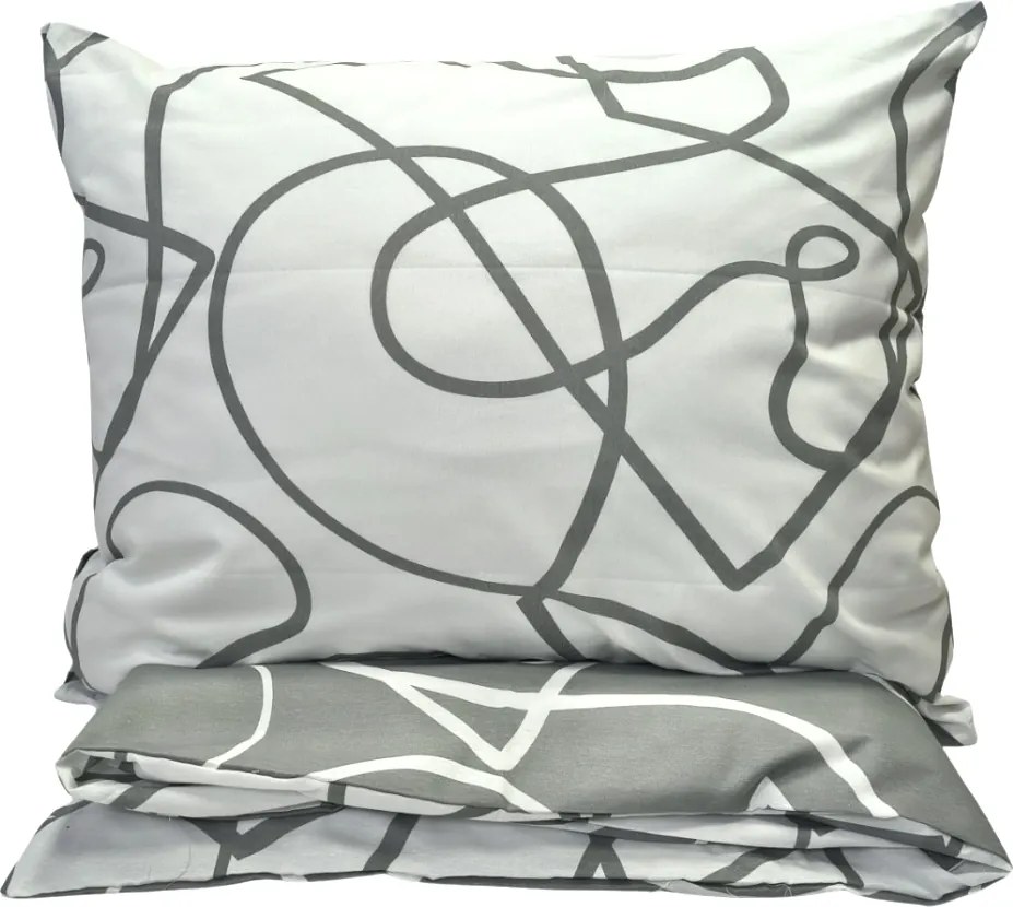 Povlečení bavlněné Merlot šedé TiaHome - 2x Polštář 90x70 cm, 1x Přikrývka 200x220cm