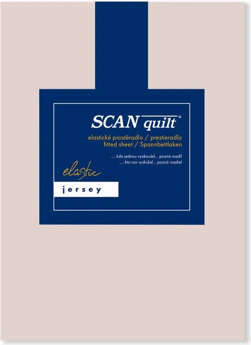 SCANquilt napínací prostěradlo JERSEY ELASTIC LYCRA béžovošedá výška matrace do 40 cm 90 x 200 cm