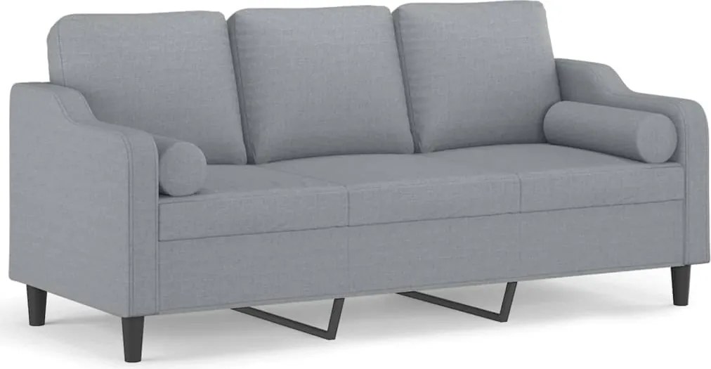 3místná pohovka s polštáři světle šedá 180 cm textil 3200853