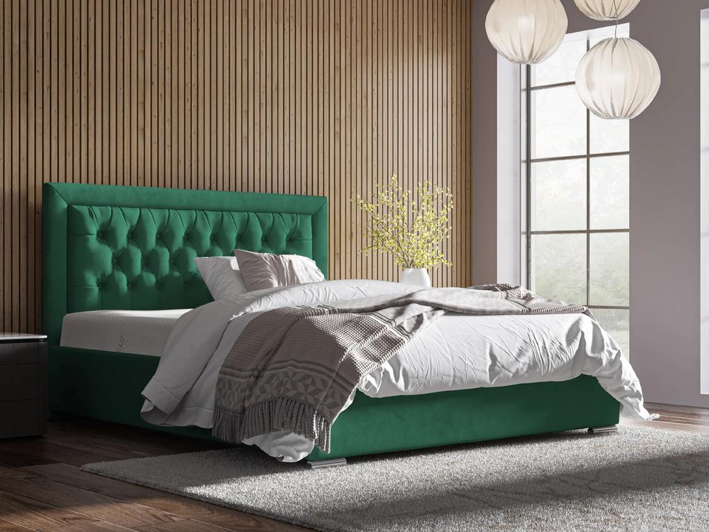 Eka Čalouněná postel Mona - Kronos 160x200 cm Barva látky: Azurová (13), Úložný prostor: S dřevěným rámem úložného prostoru