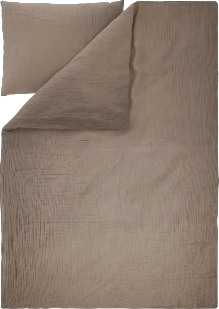 Livarno® Mušelínové ložní povlečení, 140 x 200 cm, 70 x 90 cm (hnědá)