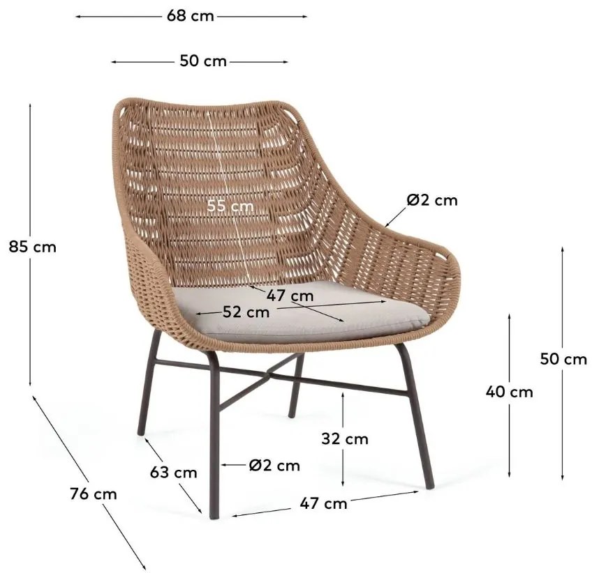 Béžové zahradní křeslo s výpletem Kave Home Abeli