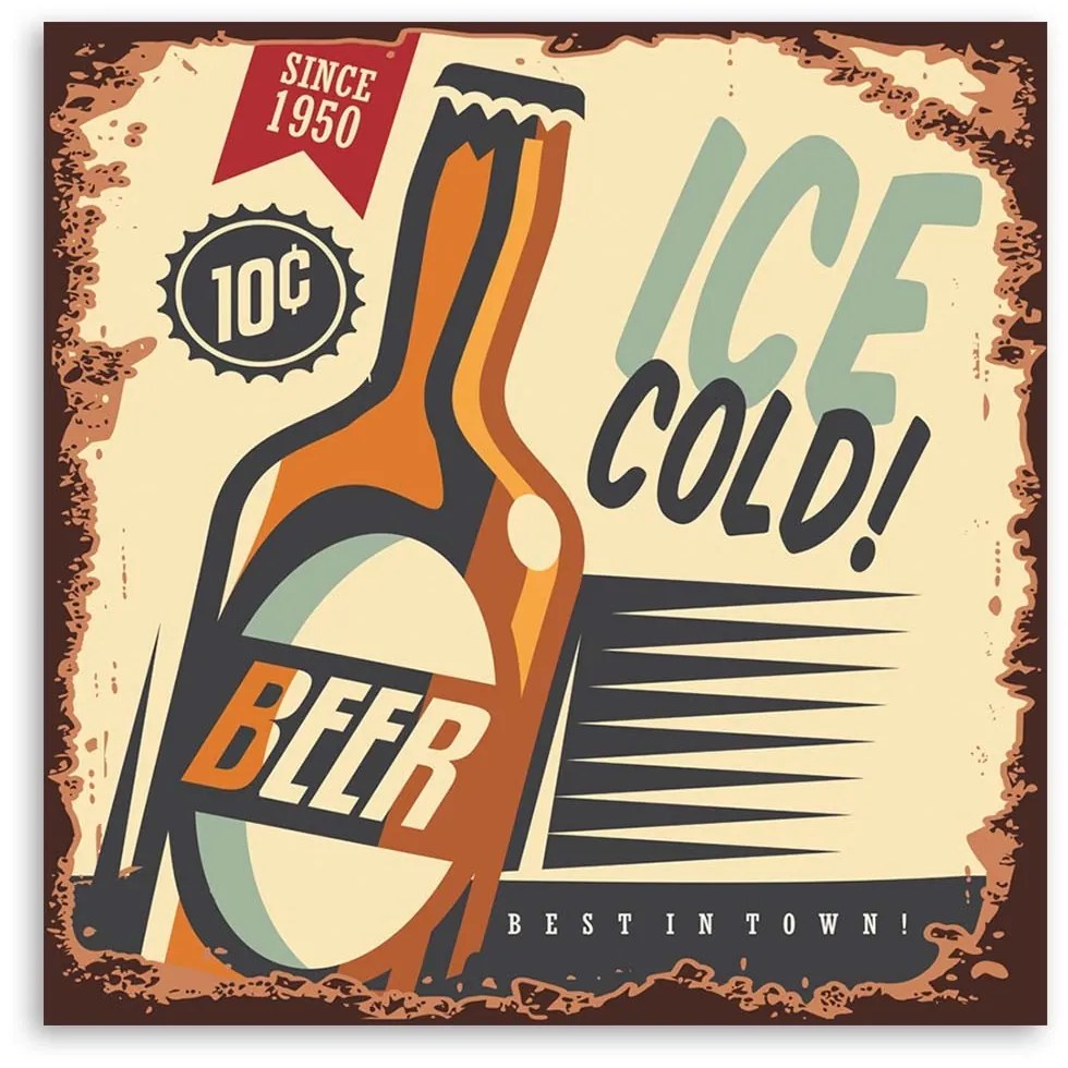 Gario Obraz na plátně Retro studené pivo Rozměry: 30 x 30 cm