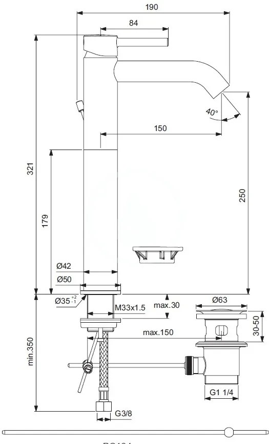 Ideal Standard - Umyvadlová baterie s výpustí, chrom