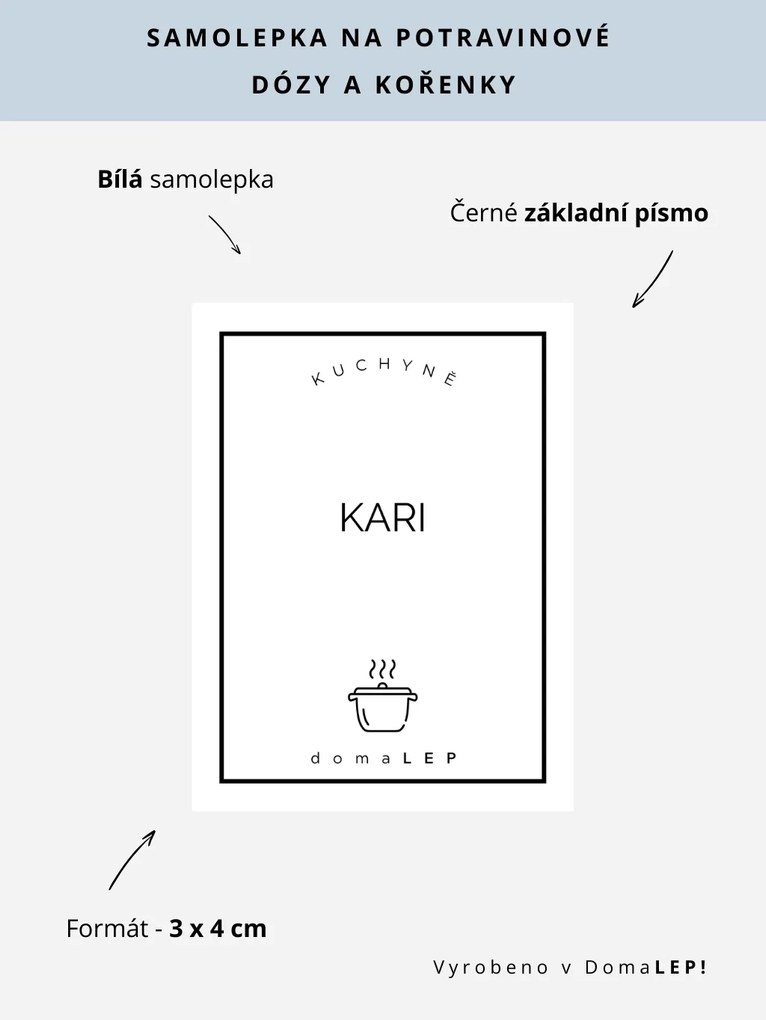 Samolepka na kořenky KARI bílá 3 × 4 cm základní písmo