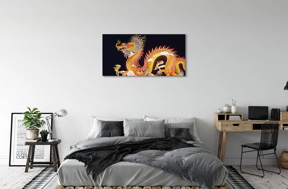 Obrazy na plátně Golden Japanese Dragon 100x50 cm