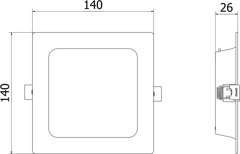 Mexen LDRR, LED stropní svítidlo pro zapuštění 14 x 14 cm, 9W, studená - 6500K, 720 lm, černá - L211-014-0965-70